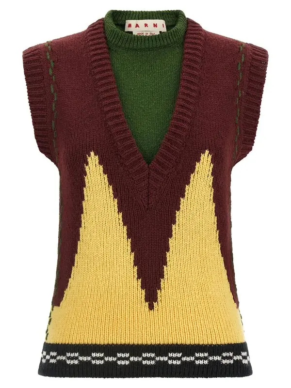 Marni Wool Trompe L'oeil Knit Vest - Multicolor