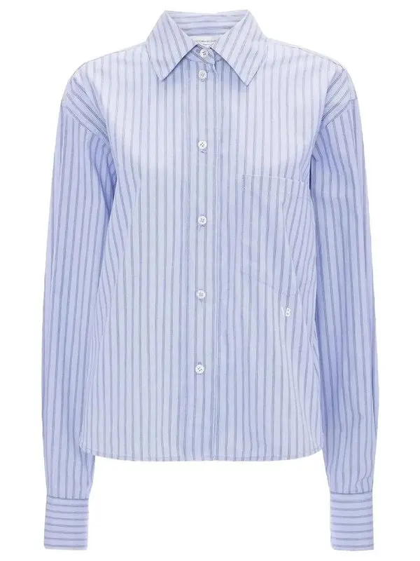 Victoria Beckham Ellys Shirt In Striped Cotton - Blue
