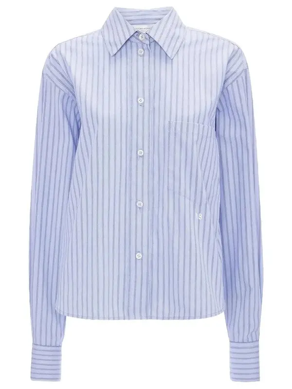 Victoria Beckham Ellys Striped Cotton Shirt - Blue
