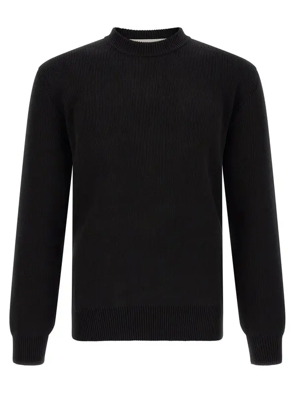 GOLDEN GOOSE Ribbed Crew Neck Sweater With Logo - Black