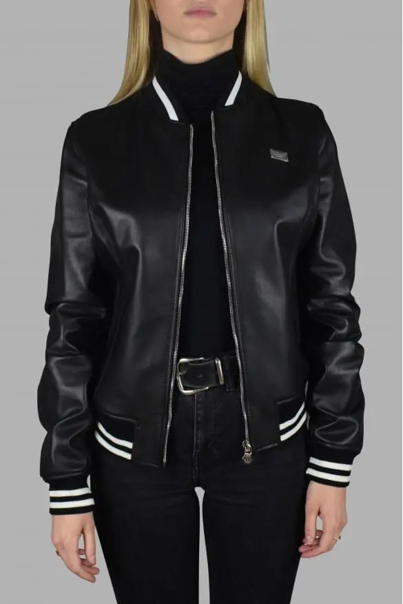 Philipp Plein Leather Bomber Jacket