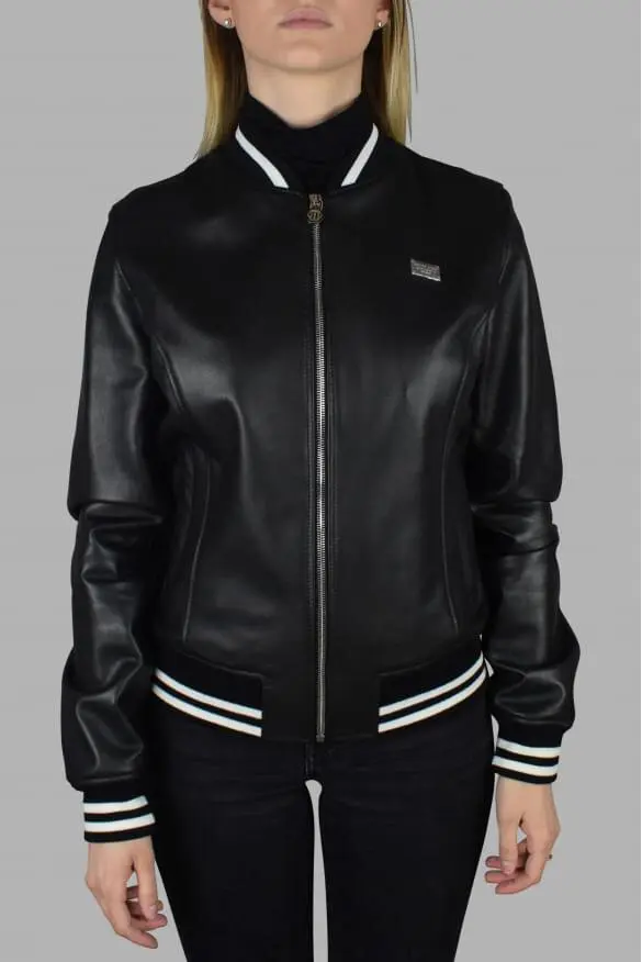 Philipp Plein Leather Bomber Jacket