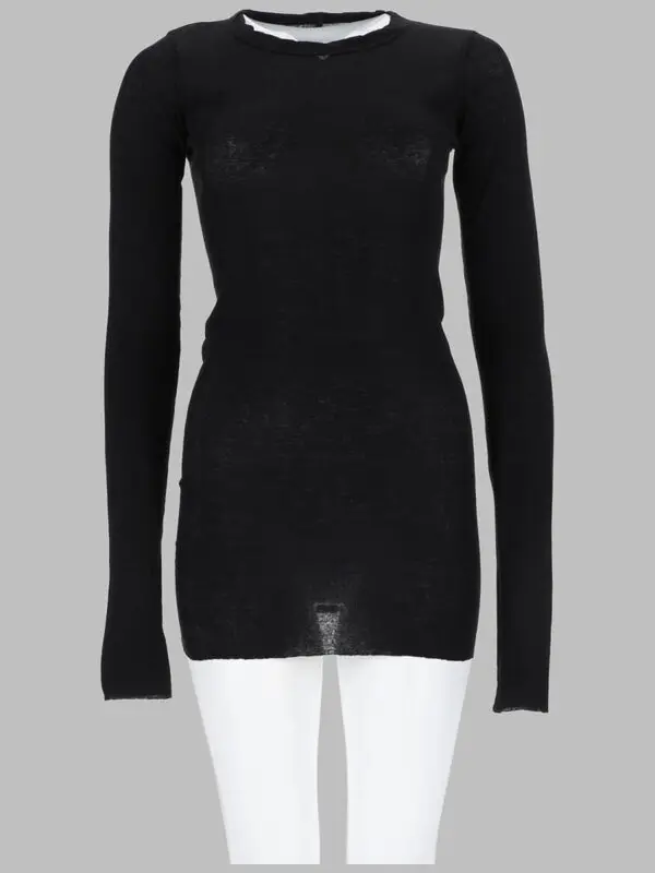 Rick Owens Cotton Long Sleeve Top - Black