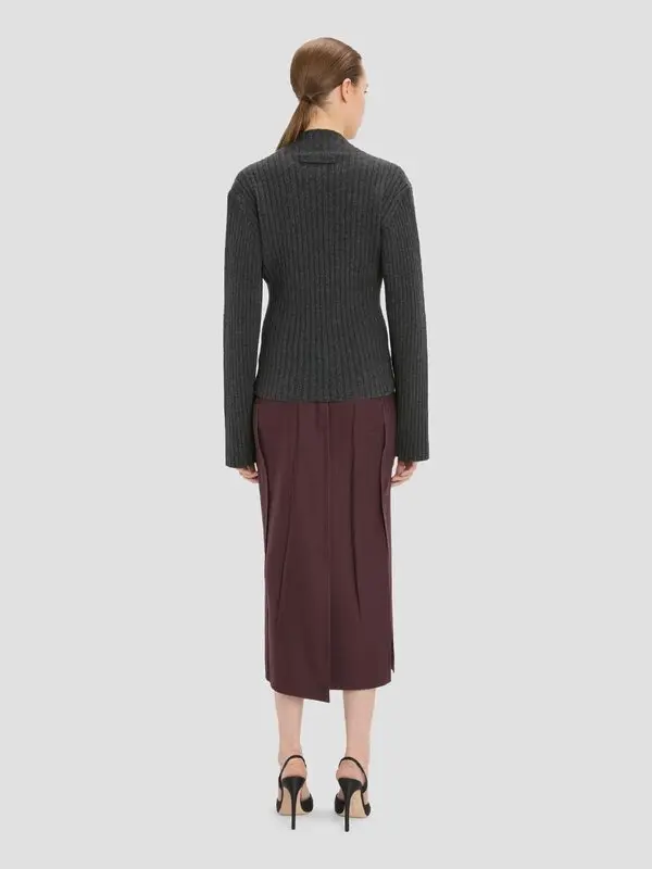 Victoria Beckham Ribbed Jumper In Merino Wool - Gray
