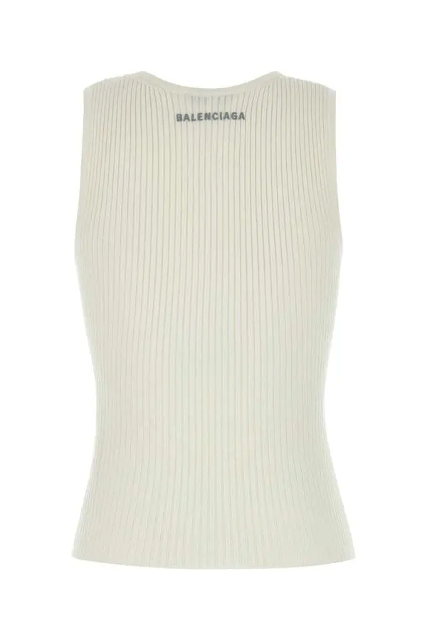 Balenciaga Stretch Wool Blend Tank Top - White