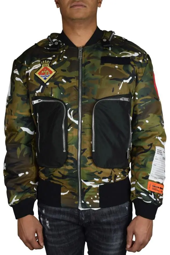 Heron Preston Camouflage Bomber Jacket - Yellow