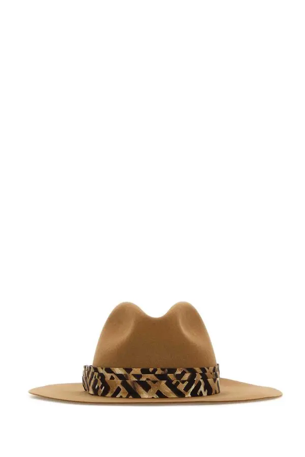 Fendi Camel Felt Hat - Brown