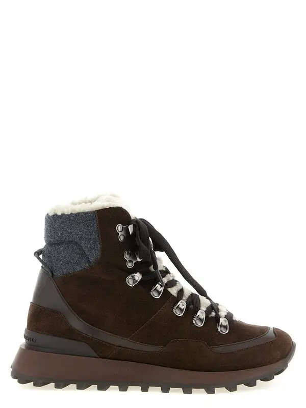Brunello Cucinelli Lace-up Ankle Boots With Hooks - Brown
