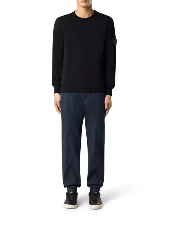 Stone Island Crew Neck Sweater With Badge Black