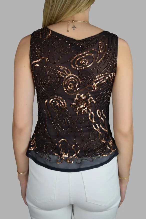 MARLY'S Silk Sequined Tank Top