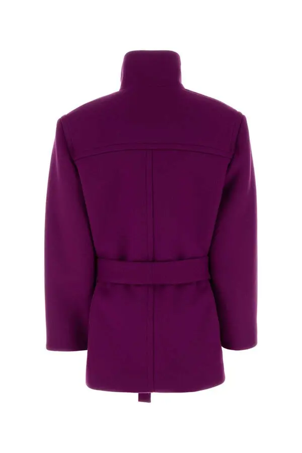 Saint Laurent Tyrian Wool Coat - Purple