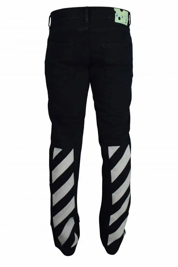 Off-White Printed Straight Leg Jeans - Black