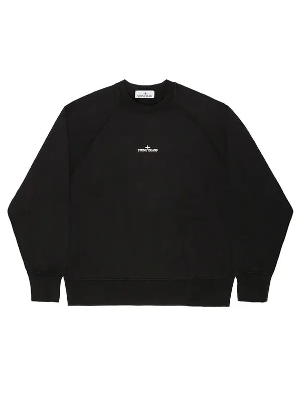 Stone Island Crewneck Sweatshirt In Cotton Fleece With `desert` Print - Black