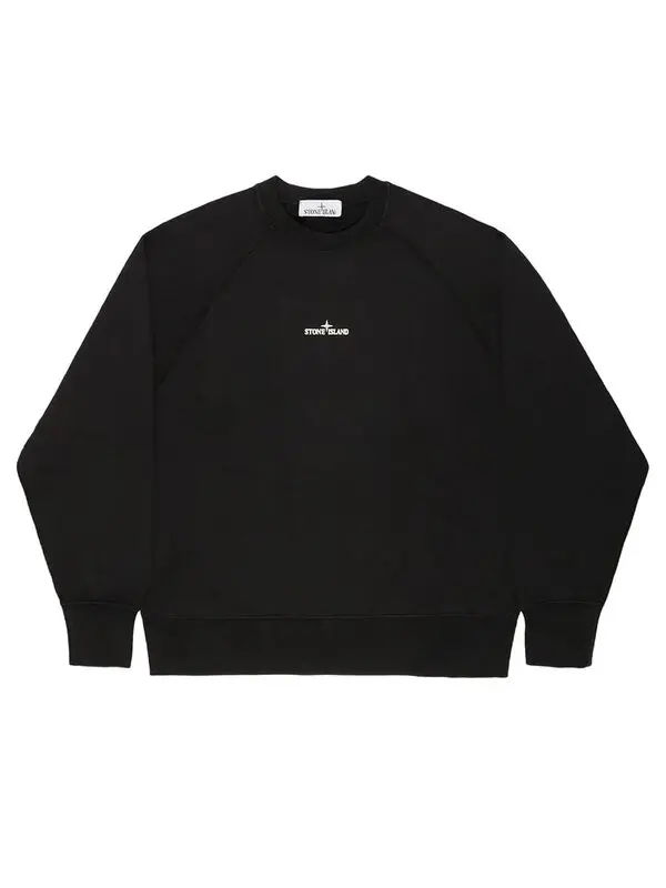Stone Island Crewneck Sweatshirt In Cotton Fleece With `desert` Print - Black