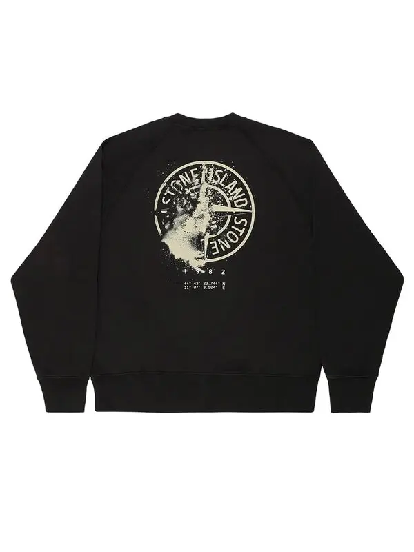 Stone Island Cotton Fleece Desert Print Sweatshirt - Black