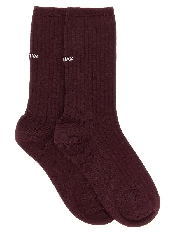 Balenciaga Ribbed Logo Socks - Multicolor