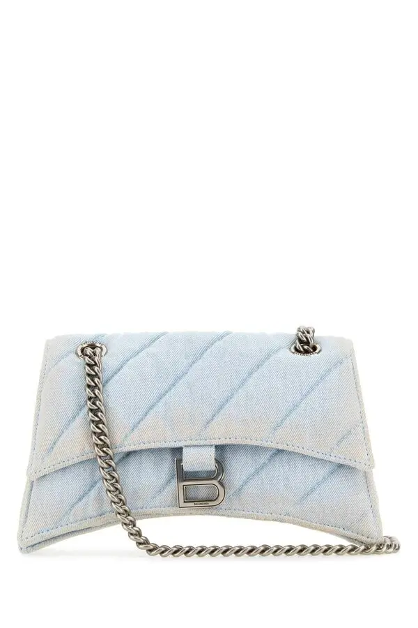 Balenciaga Denim Crush S Shoulder Bag - Blue