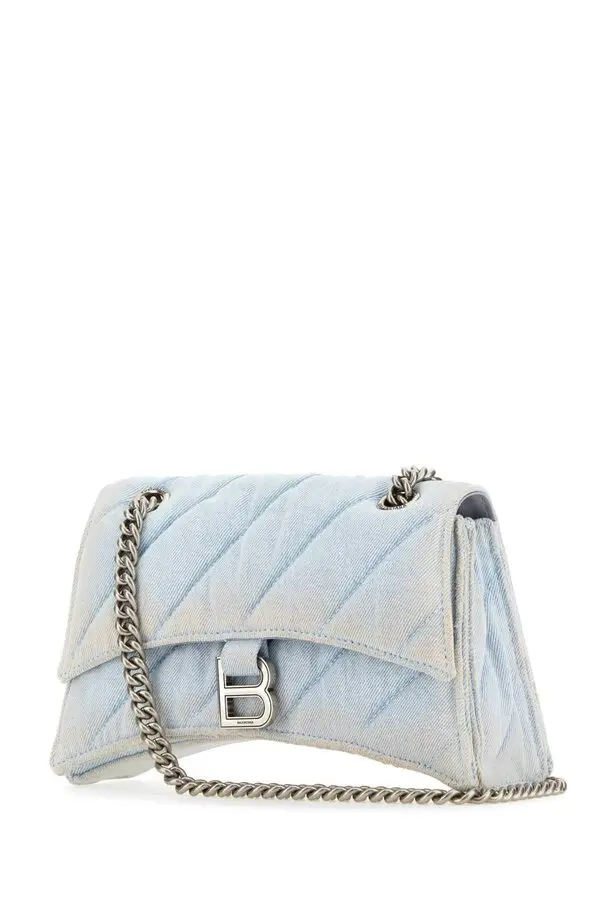 Balenciaga Denim Crush S Shoulder Bag - Blue