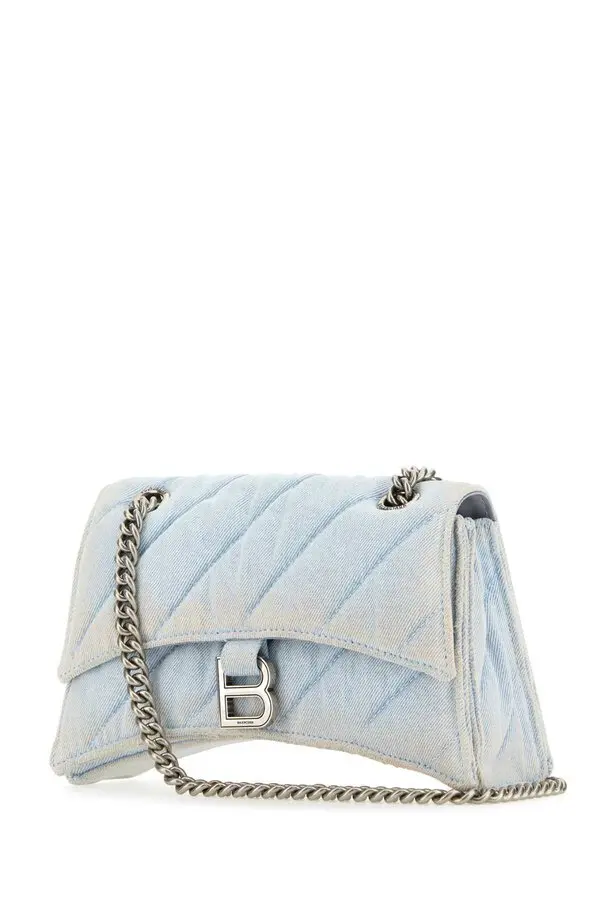 Balenciaga Denim Crush S Shoulder Bag - Blue