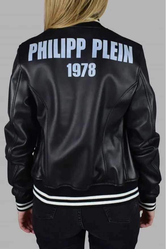 Philipp Plein Leather Bomber Jacket