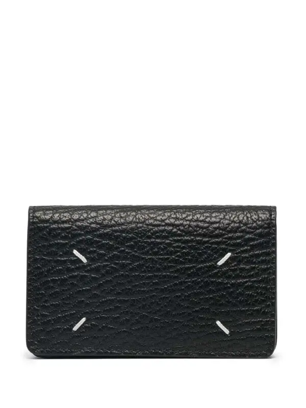 MAISON MARGIELA Snap Button Closure Four Stitches Bifold Card Holder - Black