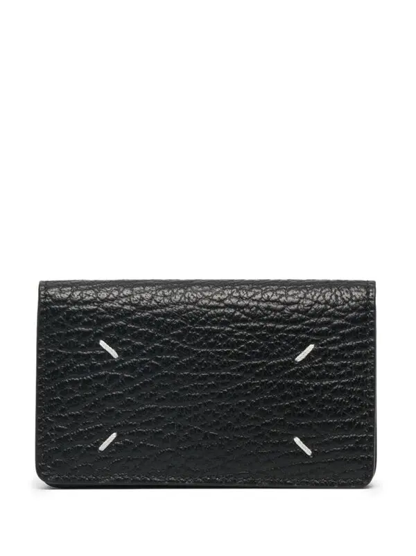 MAISON MARGIELA Snap Button Closure Four Stitches Bifold Card Holder - Black