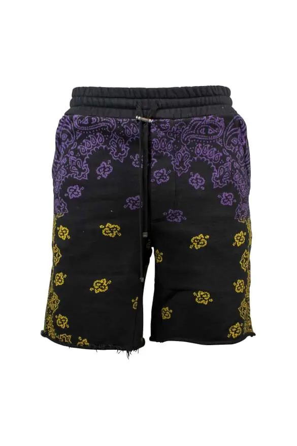 Amiri Cotton Bandana Print Shorts - Black