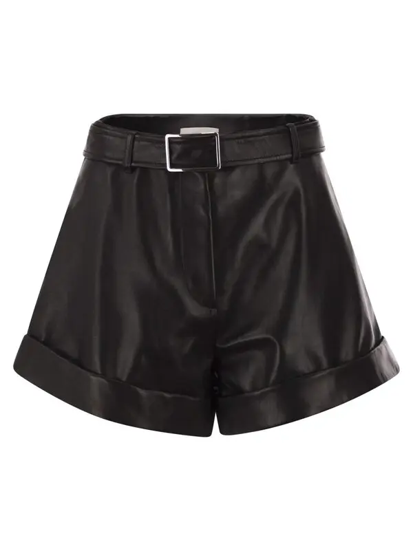 Sportmax Spxvasaio Leather Bermuda Shorts - Black
