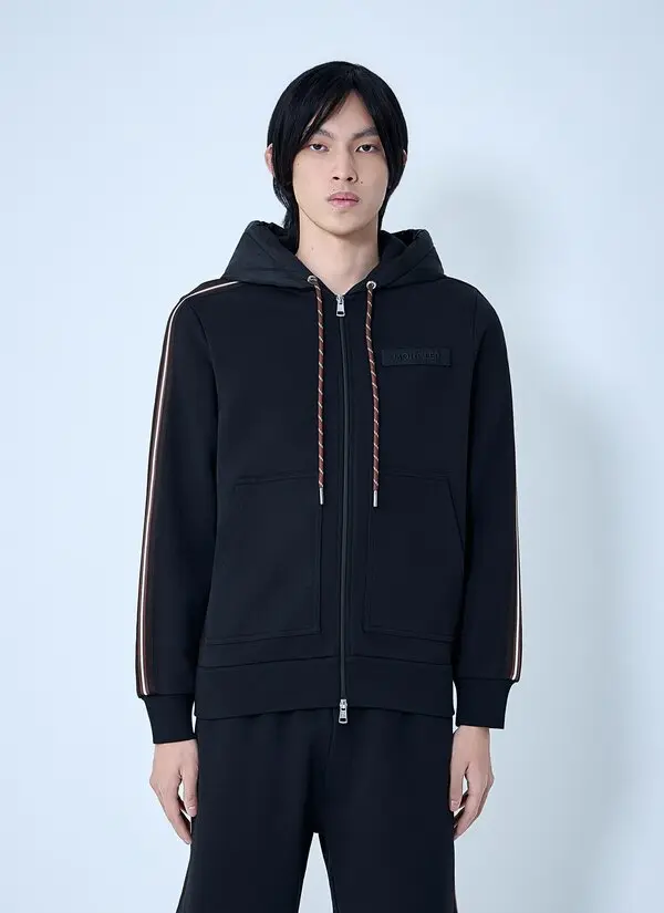 Moncler Zip-up Hoodie With Logo Detail - Black