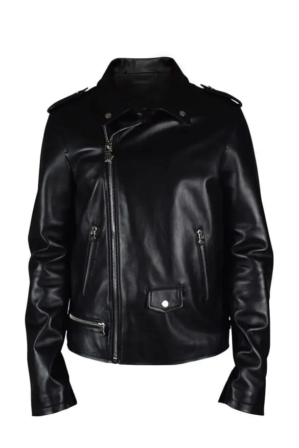 Philipp Plein Leather Biker Jacket - Black