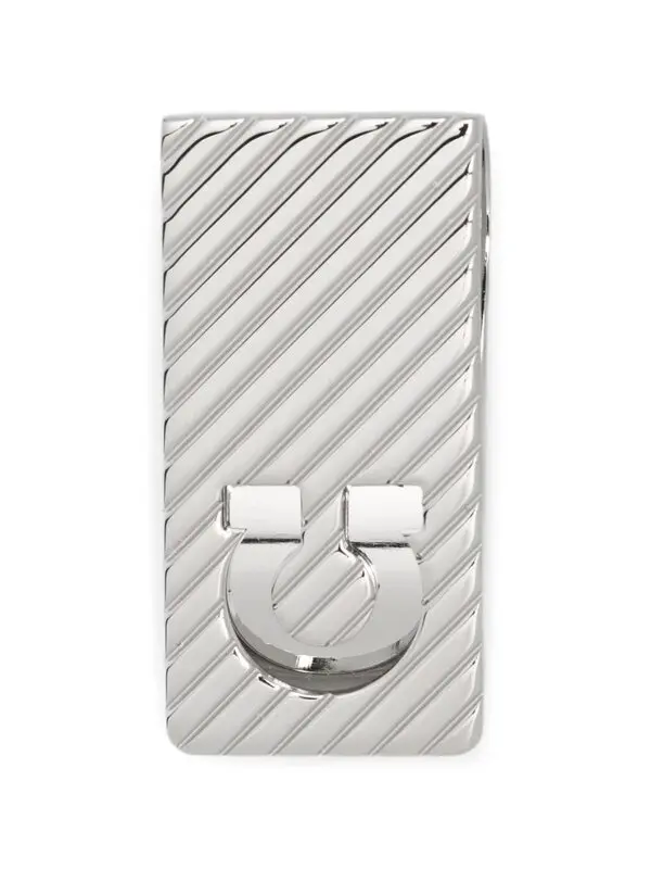 FERRAGAMO Guilloche Diagonal Stripe Money Clip