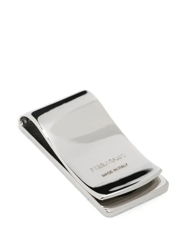 FERRAGAMO Guilloche Diagonal Stripe Money Clip