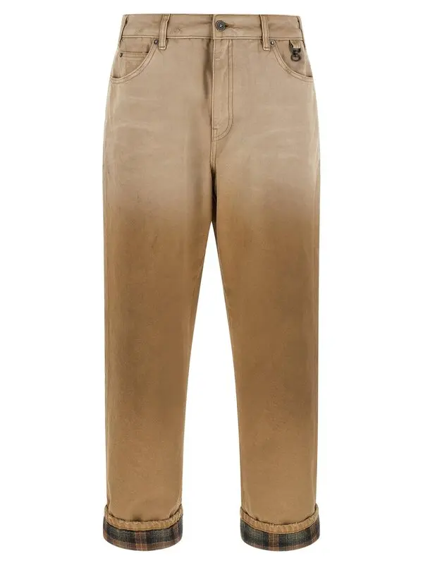 GOLDEN GOOSE Journey Russell Trousers With Check Lapels - Cream