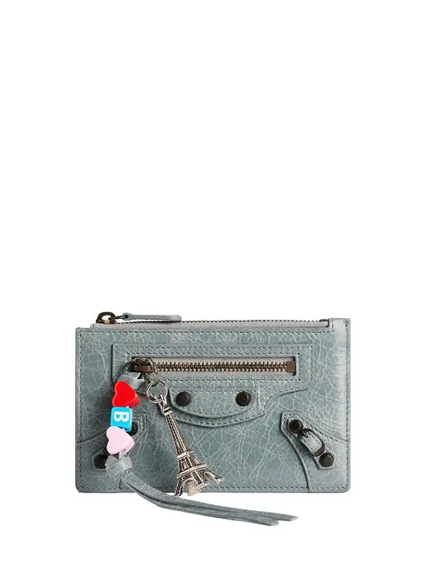 Balenciaga Le City Long Coin And Card Holder In Arena Lambskin With Charms - Blue
