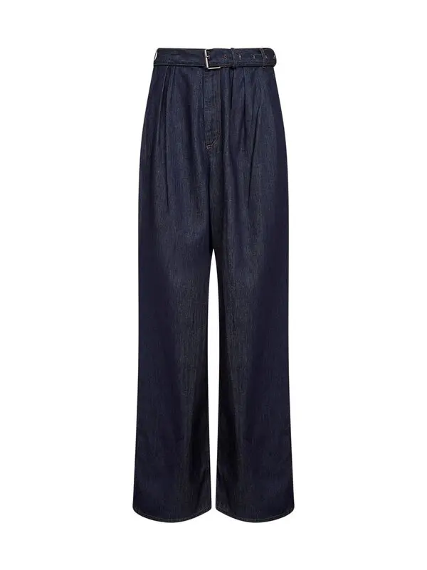 Dries Van Noten Indigo Denim Belted Wide-leg Jeans