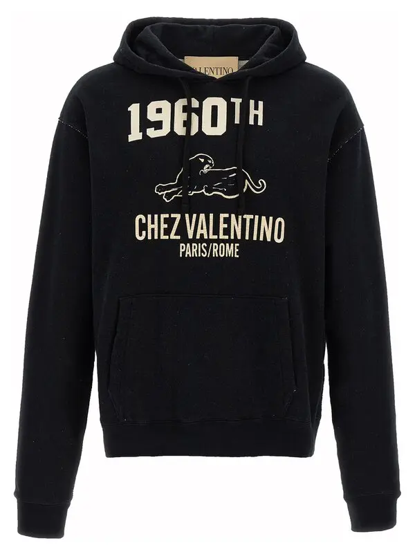Valentino Garavani Printed Cotton Hoodie - Black