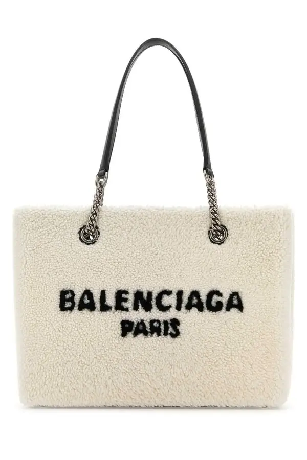 Balenciaga Shearling Duty Free M Handbag - White