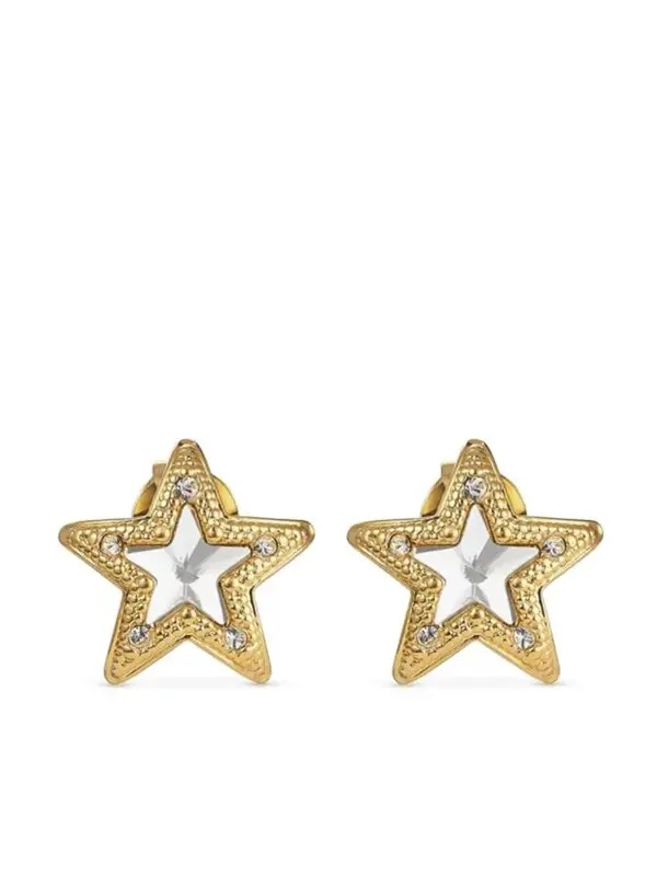 JIMMY CHOO Metal Jc Star Stud Earrings With Swarovski Crystals - Silver