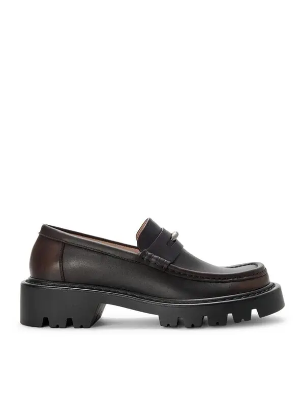 Loewe Sierra Brushed Calfskin Loafers - Brown