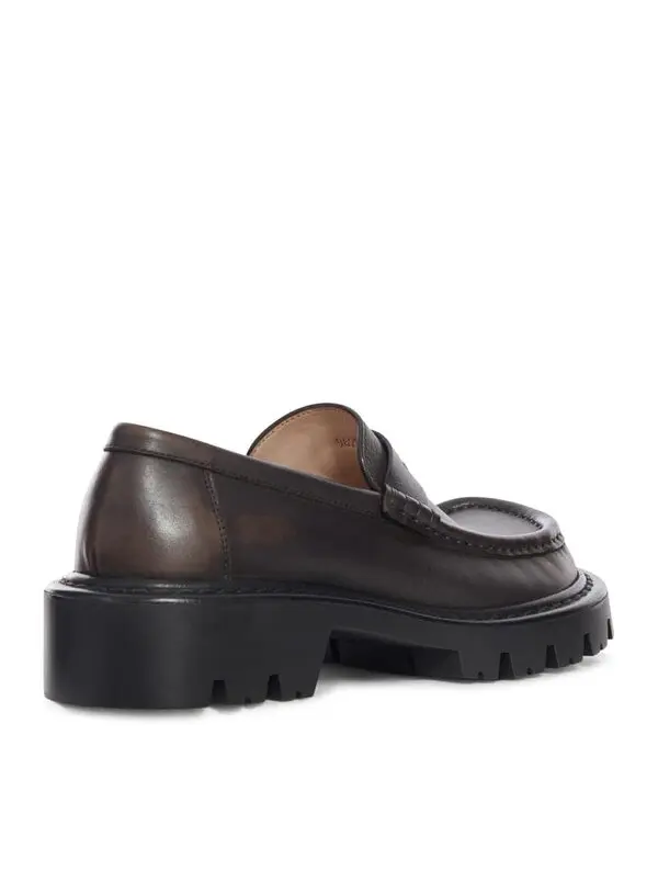 Loewe Sierra Brushed Calfskin Loafers - Brown