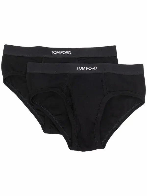 TOM FORD Set Of 2 Logo-waistband Cotton Briefs - Black