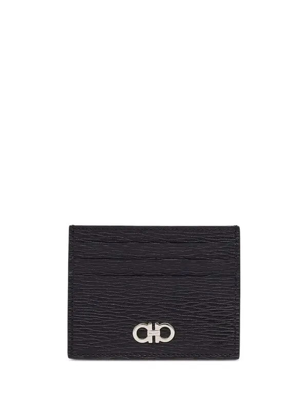 FERRAGAMO Two-tone Gancini Card Holder - Black