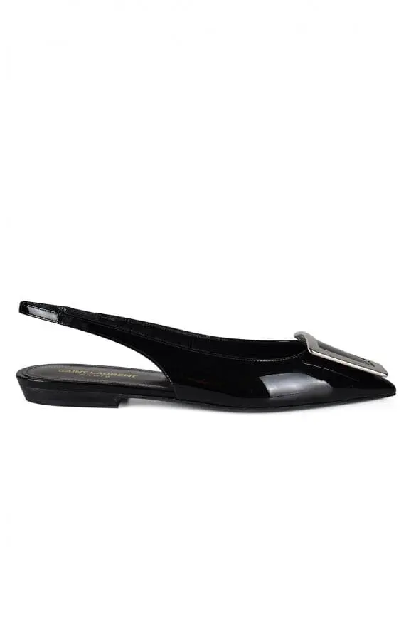 Saint Laurent Maxine Patent Leather Ballerinas - Black