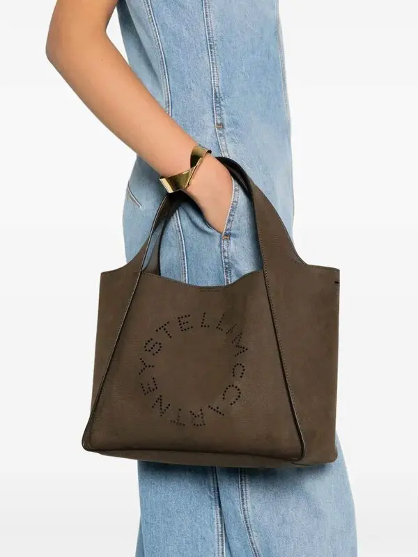 Stella McCartney Tote Bag With Perforated Logo - Brown