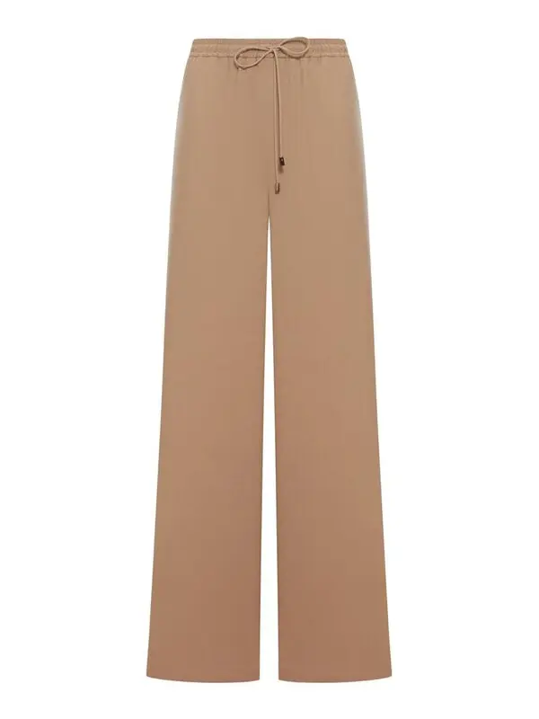 Max Mara Wide Trousers In Washed Silk - Multicolor