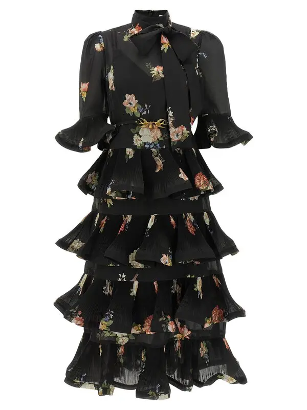 Zimmermann Pleated Sleeved Dress - Black