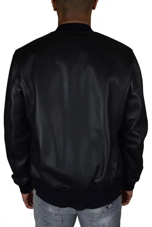 Philipp Plein Leather Bomber Jacket - Black