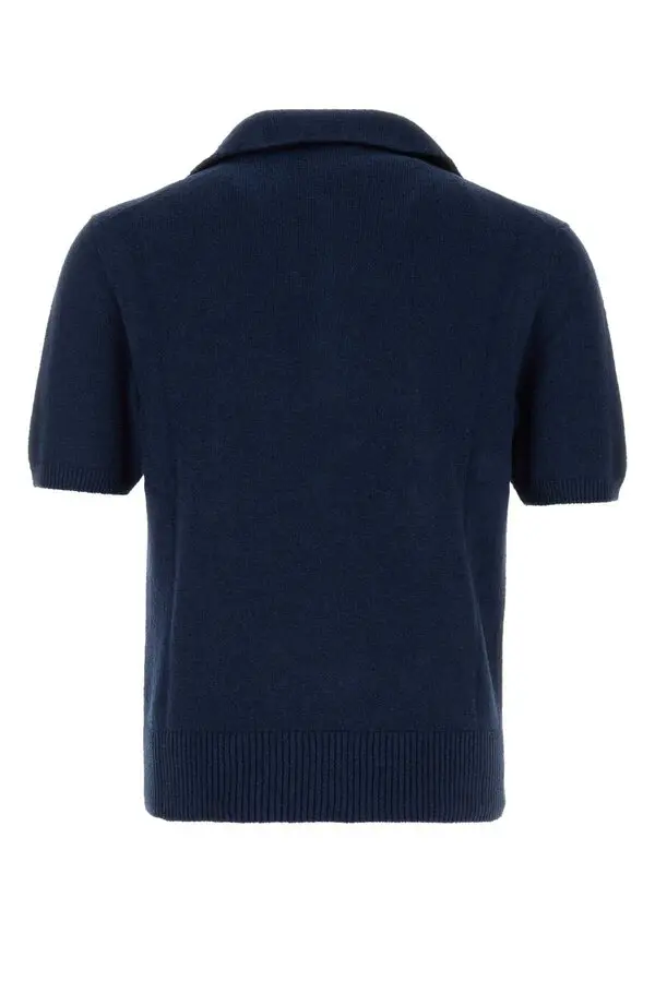 Dolce & Gabbana Navy Cotton Blend Polo Shirt