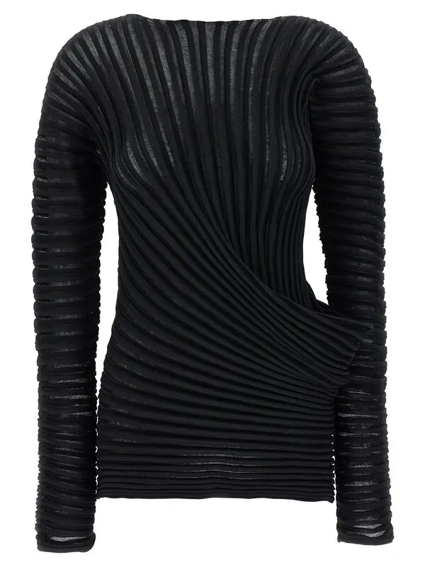 Issey Miyake Asymmetrical Knit Top - Black