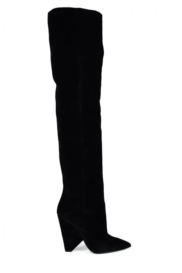 Saint Laurent Velvet Niki Boots - Black